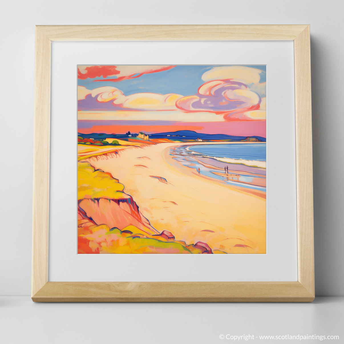 Golden Hour Embrace at Gullane Beach – Scotland Paintings and Art Prints