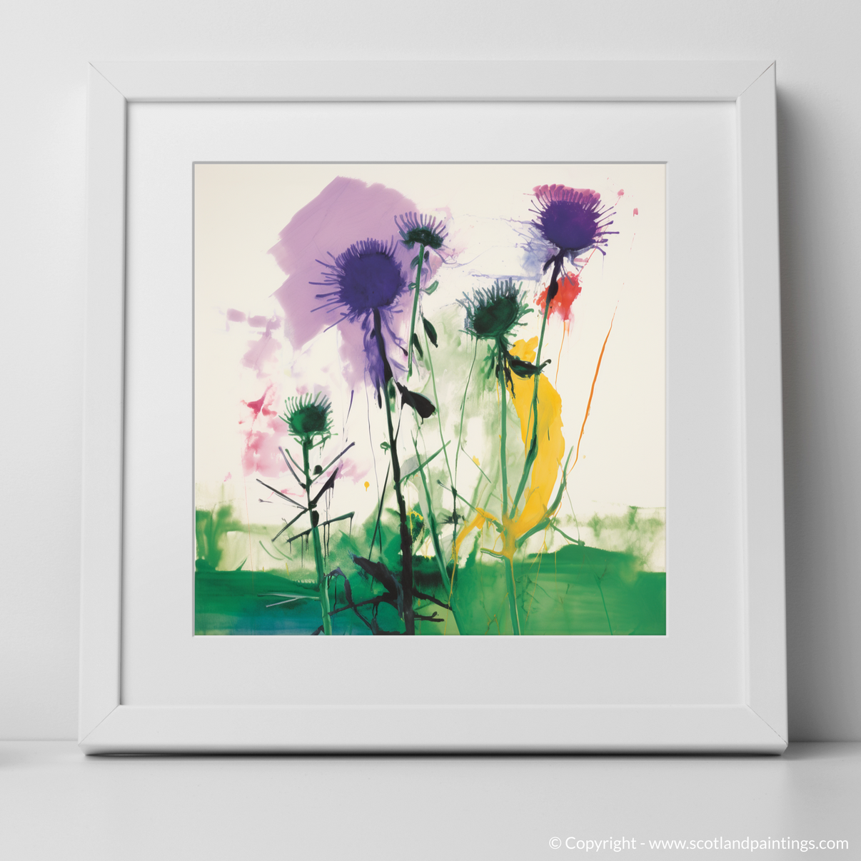 Abstract Thistle Dance in Inverness-shire Grasslands – Scotland Paintings and Art Prints