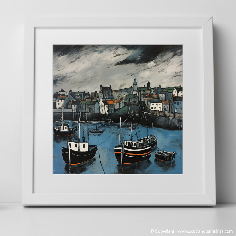 Painting and Art Print of Portsoy Harbour with a stormy sky. Stormy Sk ...