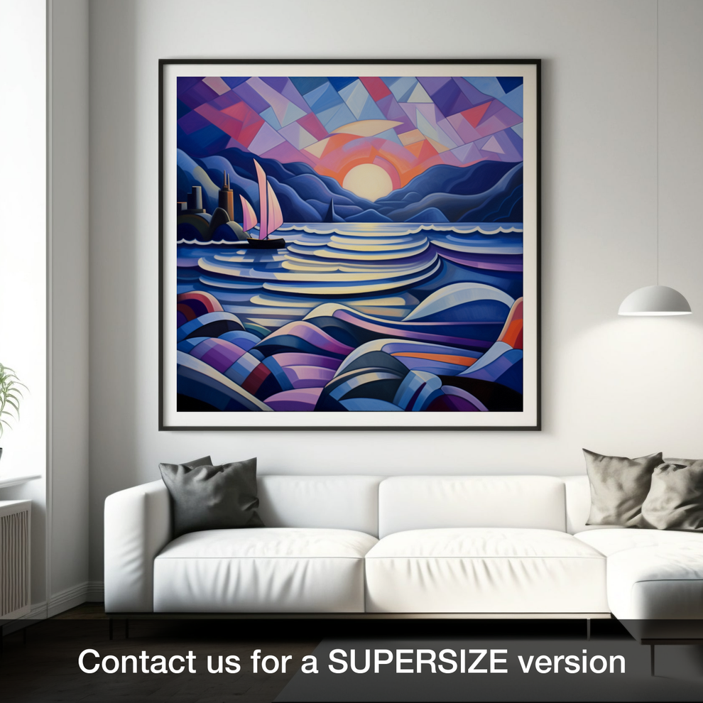 Cubist Dusk over Camusdarach Beach – Scotland Paintings and Art Prints