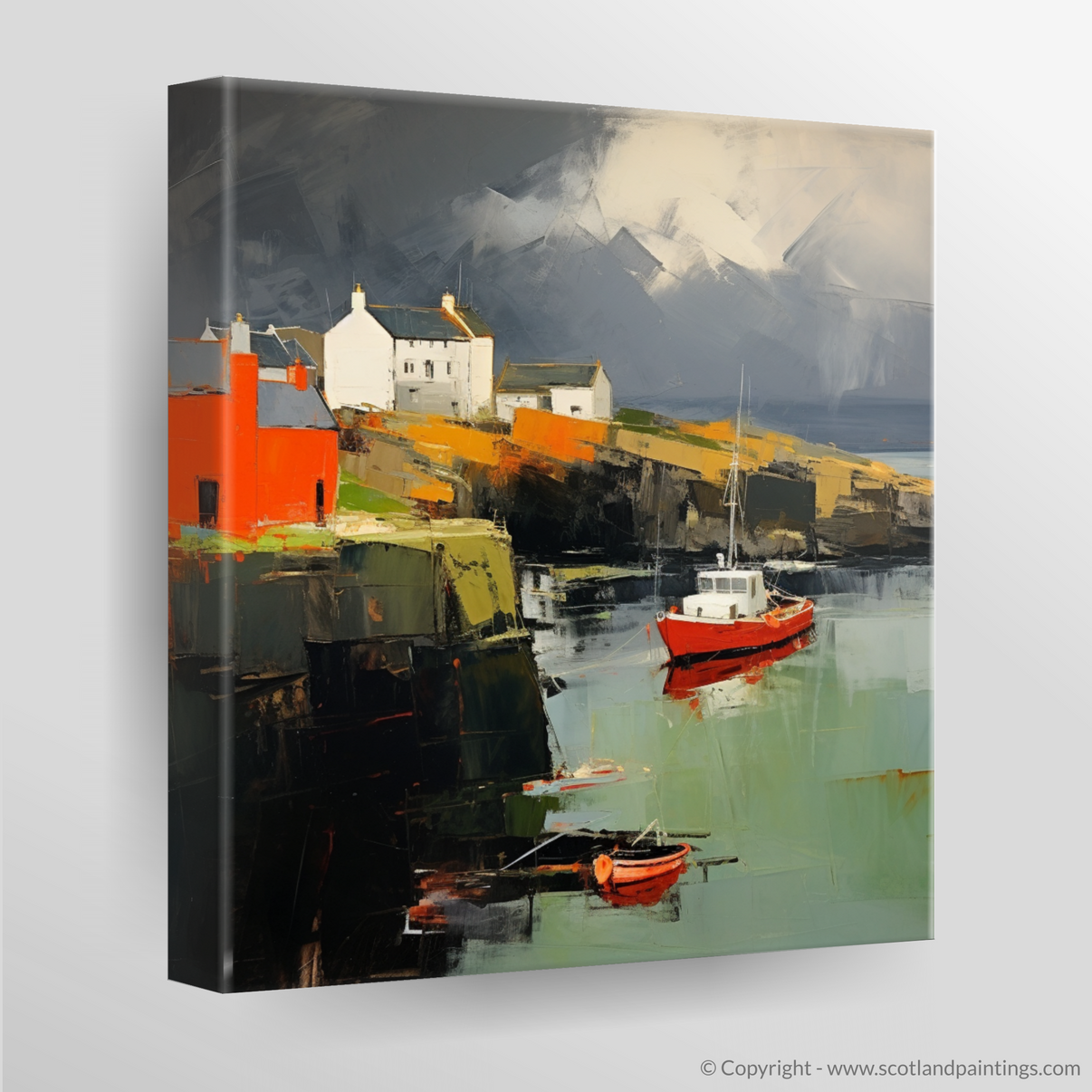 Storm's Embrace at Portpatrick Harbour – Scotland Paintings and Art Prints