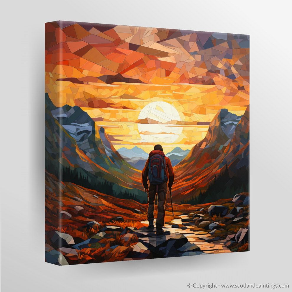 Hiker's Silhouette: A Cubist Sunset in Glencoe – Scotland Paintings and ...