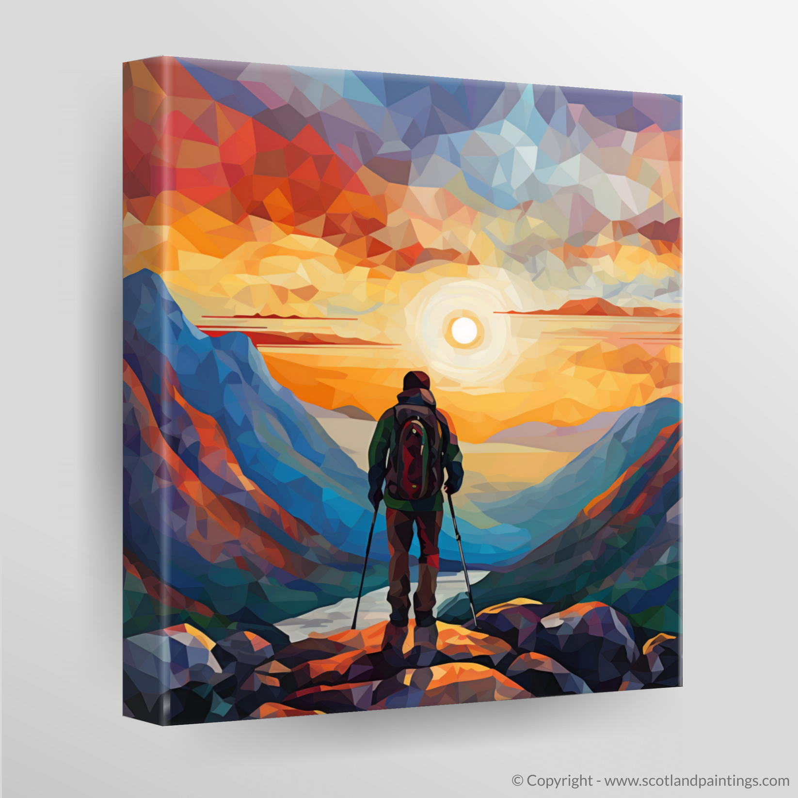 Cubist Sunset Silhouette in Glencoe – Scotland Paintings and Art Prints