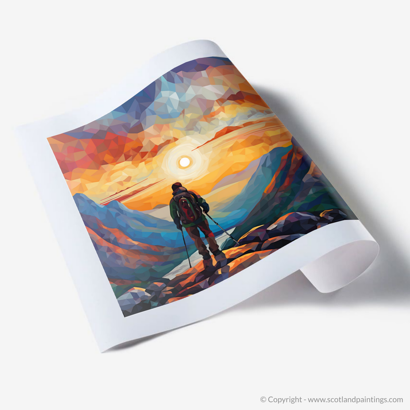 Cubist Sunset Silhouette in Glencoe – Scotland Paintings and Art Prints