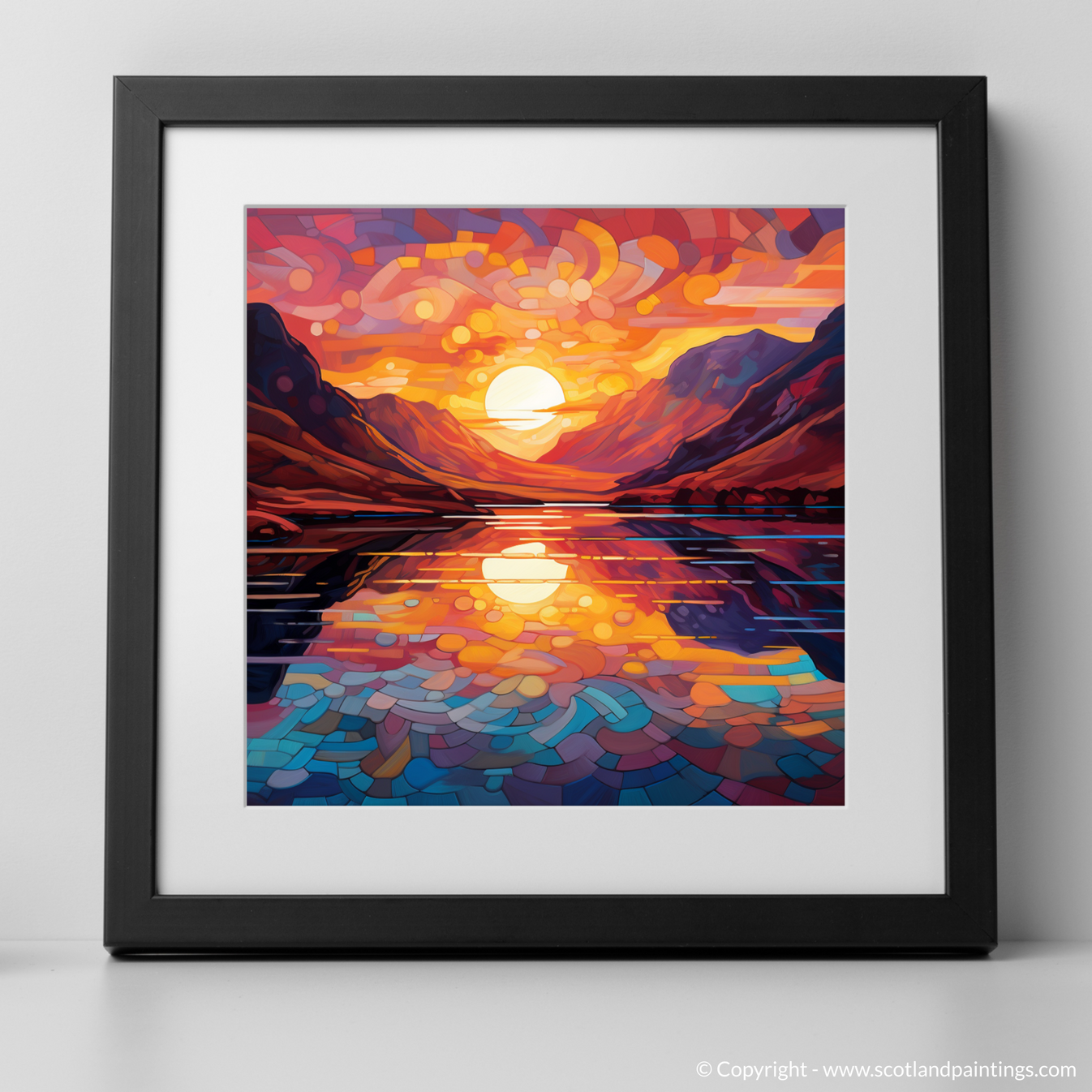 Cubist Sunset Over Glencoe Lochan – Scotland Paintings and Art Prints