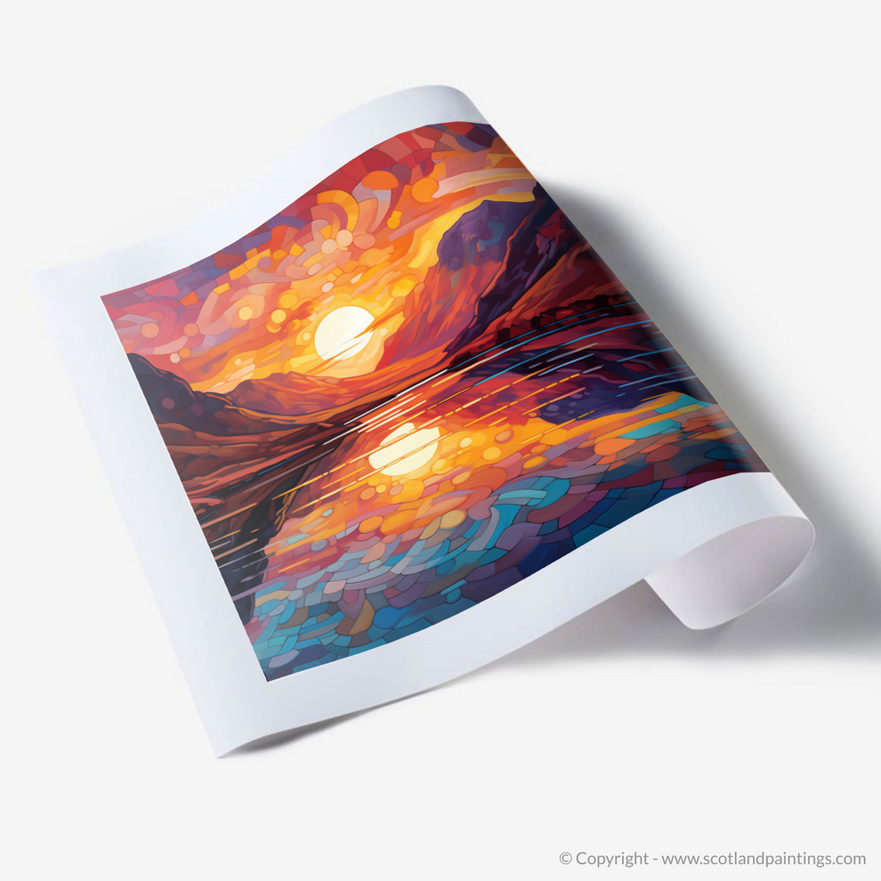 Cubist Sunset Over Glencoe Lochan – Scotland Paintings and Art Prints