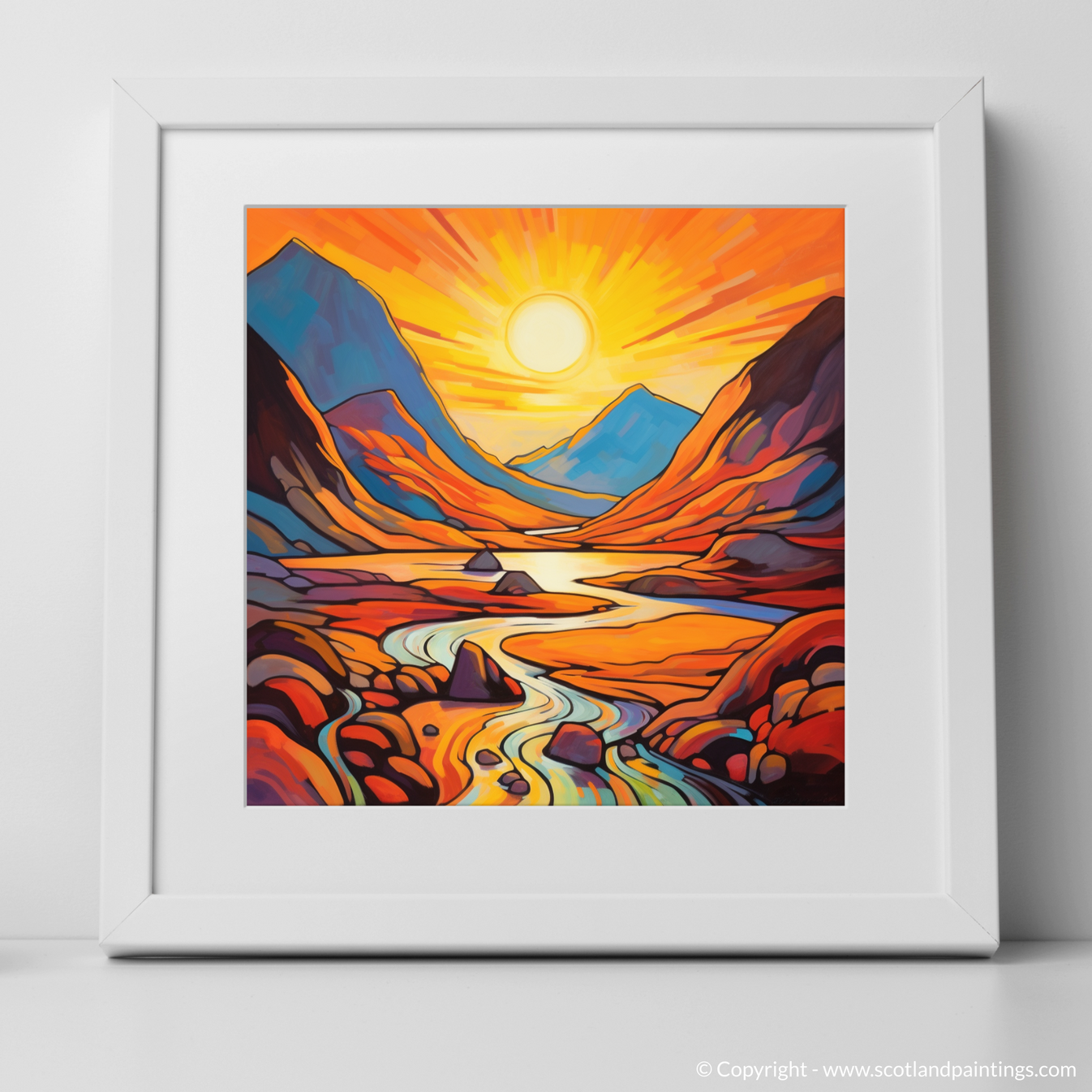 Cubist Sunset Symphony in Glencoe – Scotland Paintings and Art Prints