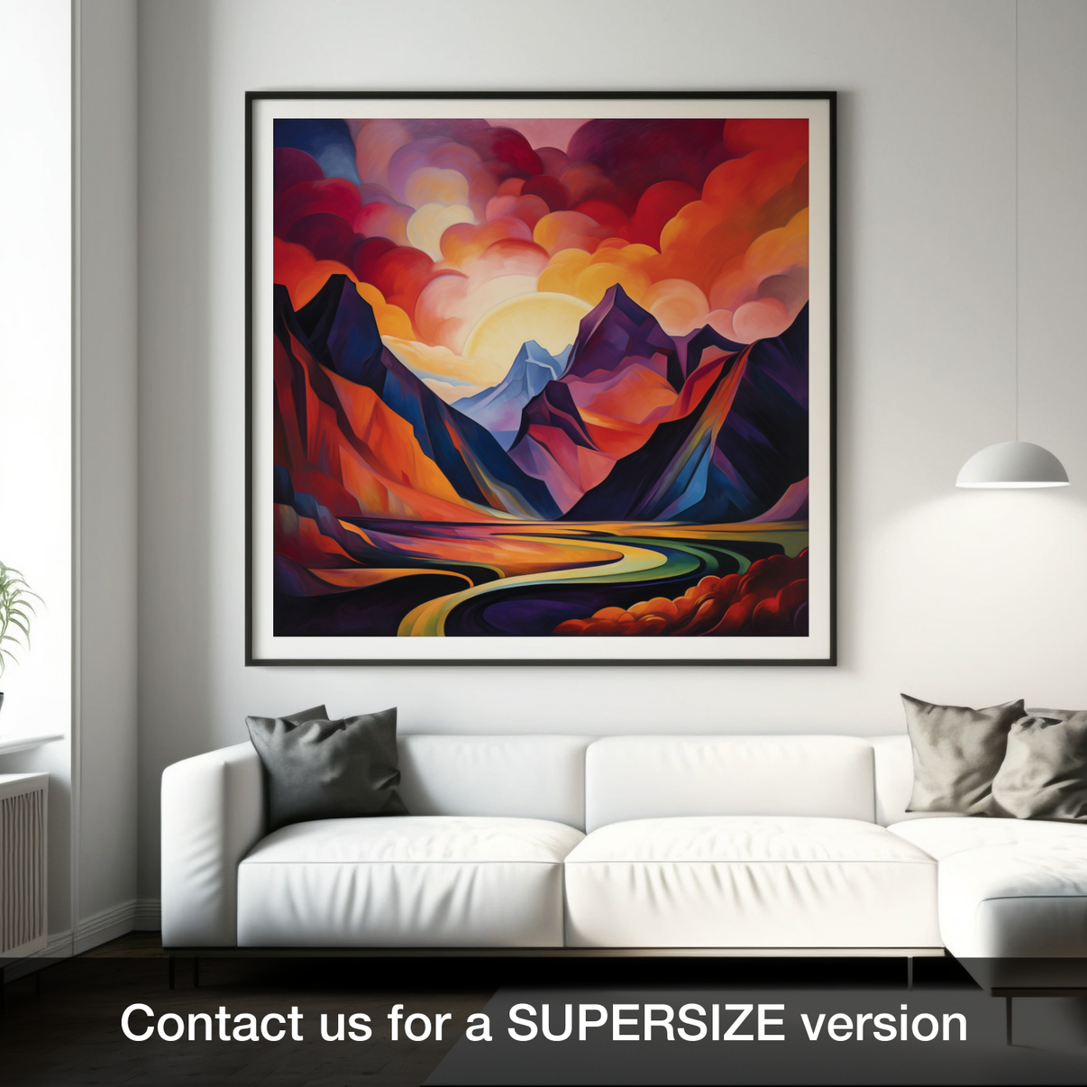 Cubist Rhapsody of Glencoe's Fiery Peaks – Scotland Paintings and Art Prints