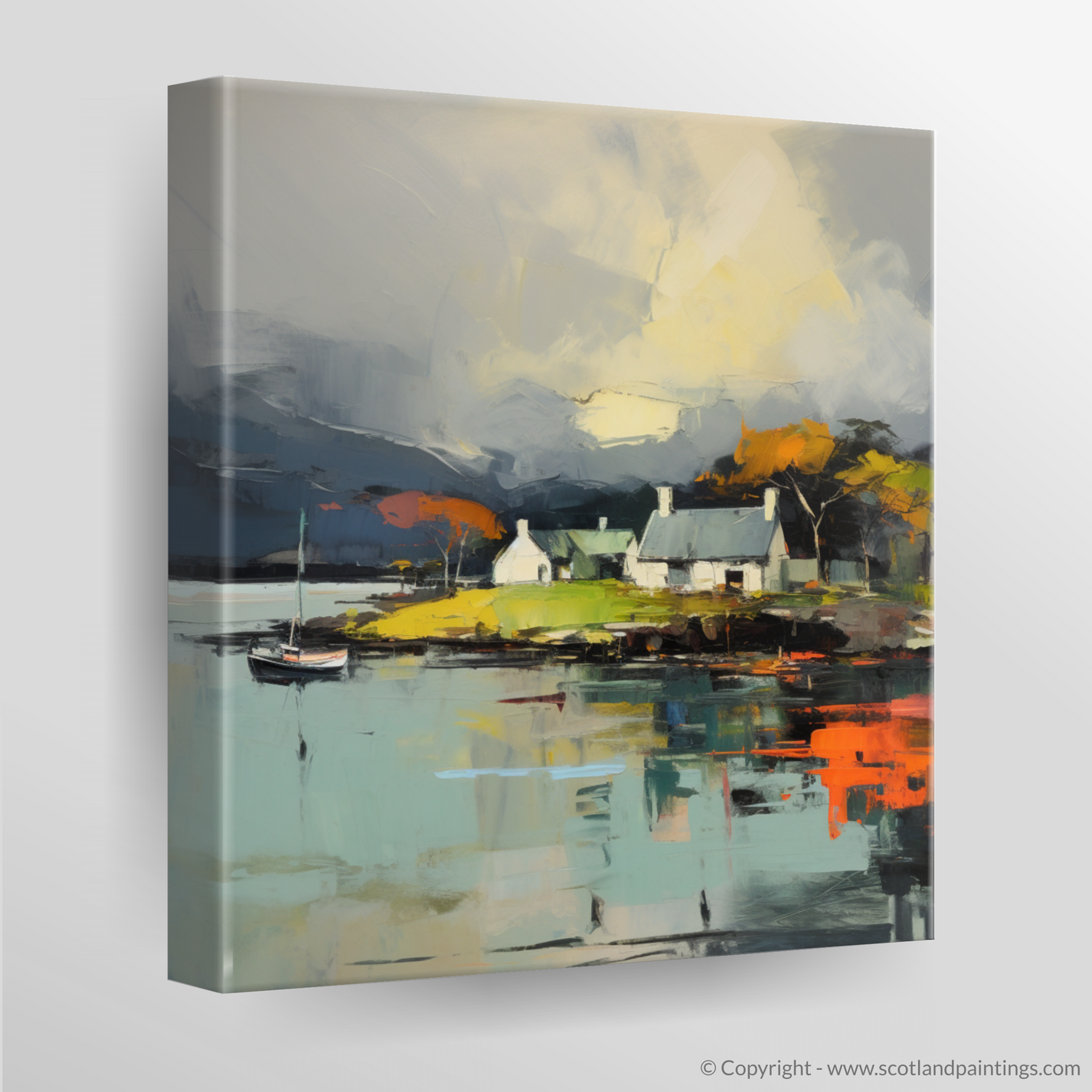Storm Over Port Appin: An Abstract Harbour Drama – Scotland Paintings ...