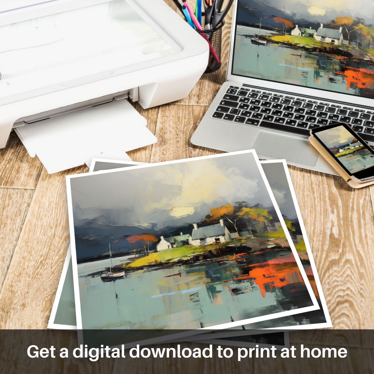 Storm Over Port Appin: An Abstract Harbour Drama – Scotland Paintings ...