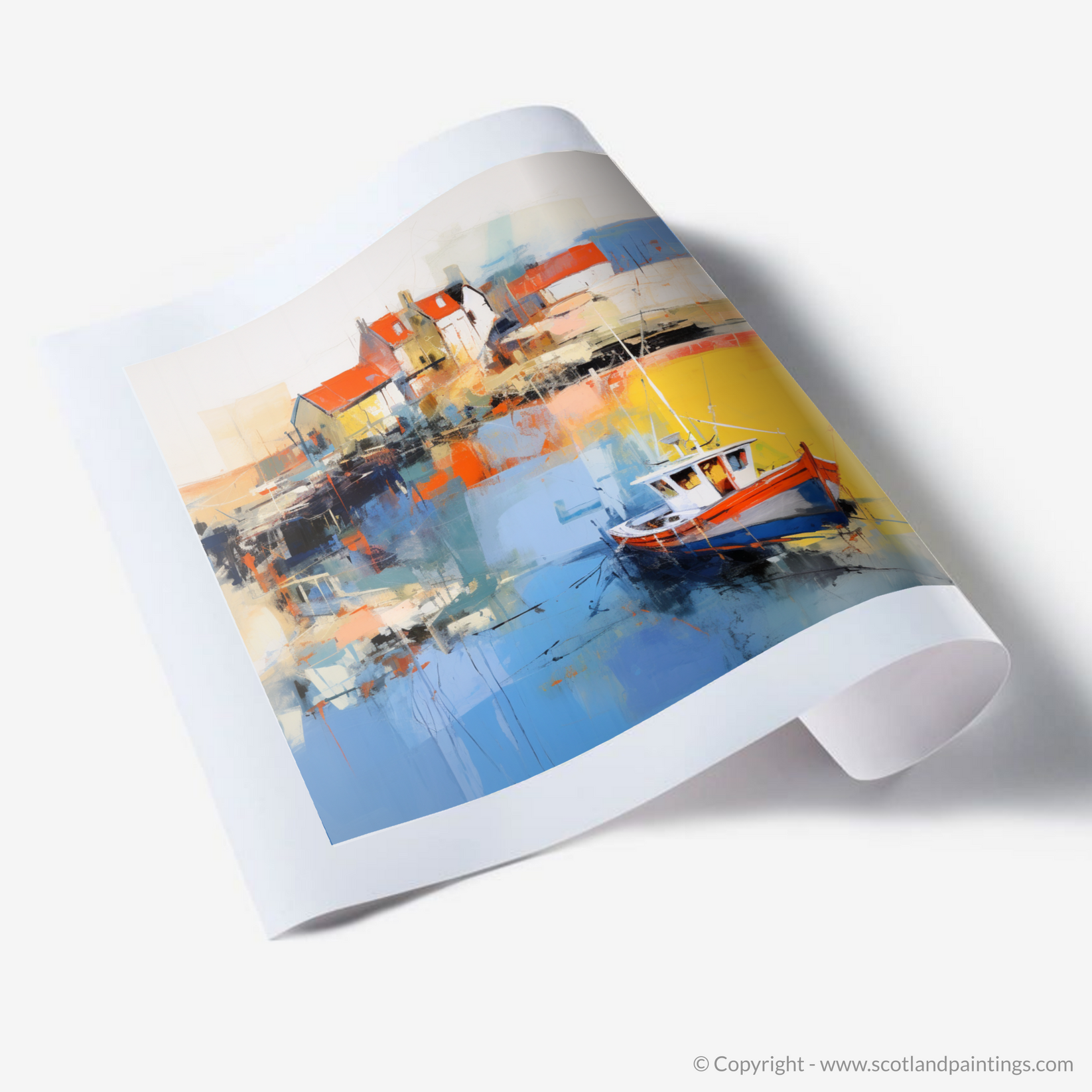 Lybster Harbour Abstract Embrace – Scotland Paintings and Art Prints