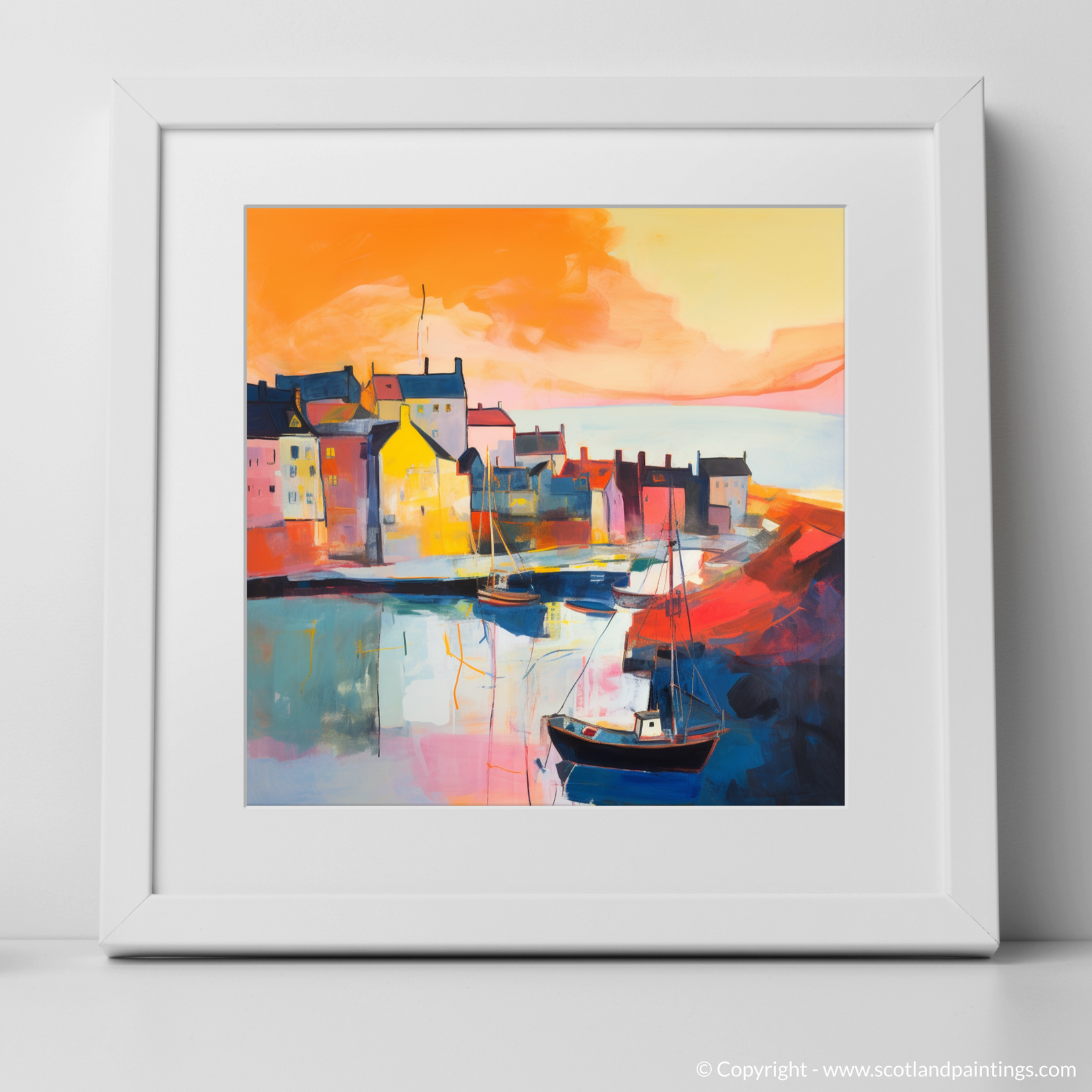Sunset Abstraction at St Monans Harbour – Scotland Paintings and Art Prints