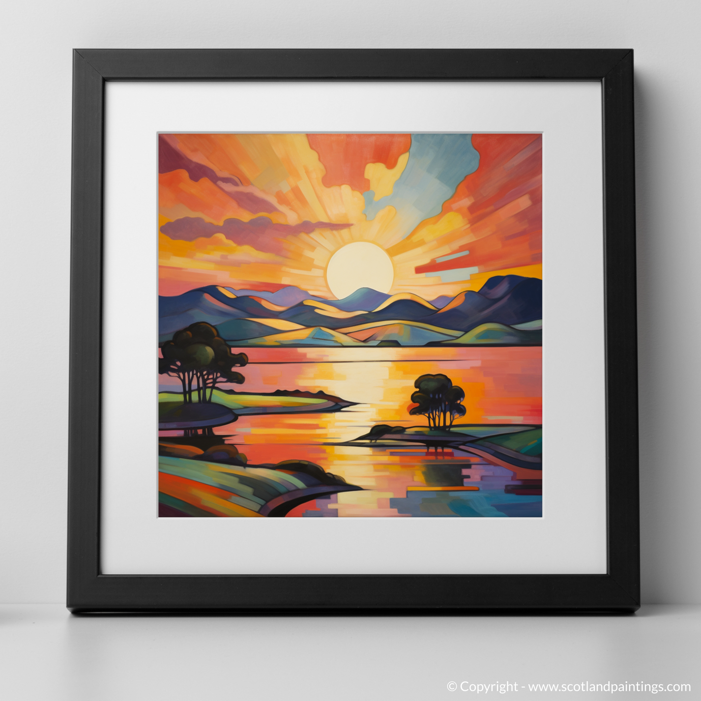 Painting and Art Print of Sunset over Loch Lomond entitled "Cubist Sun ...
