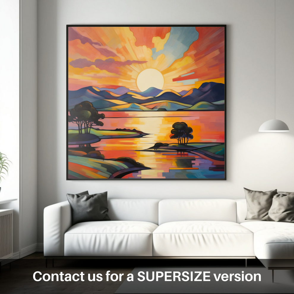 Painting and Art Print of Sunset over Loch Lomond entitled "Cubist Sun ...
