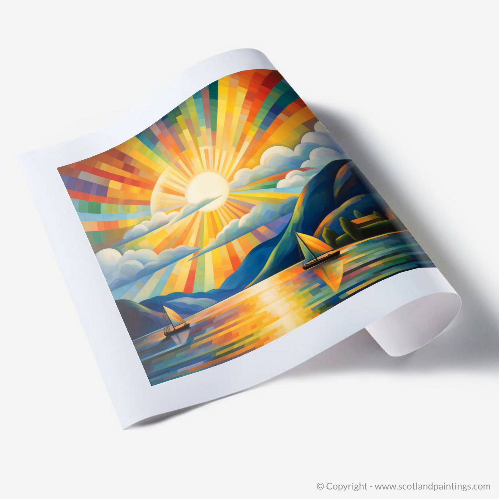 Painting and Art Print of Sunbeams on Loch Lomond. Sunbeams on Loch Lo ...
