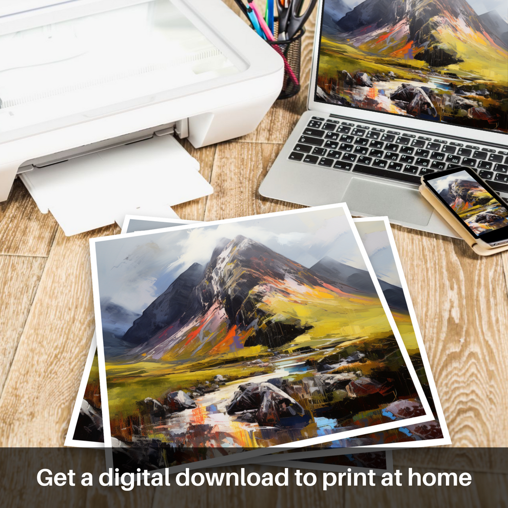 Painting and Art Print of Stob Coire Raineach (Buachaille Etive Beag ...