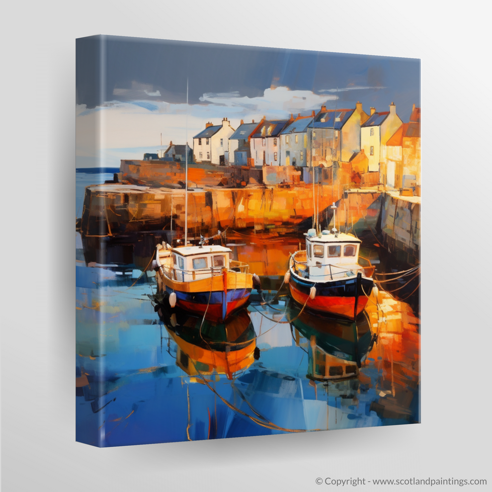 Painting and Art Print of Pittenweem Harbour at dusk entitled "Dusk Sy – Scotland Paintings and ...