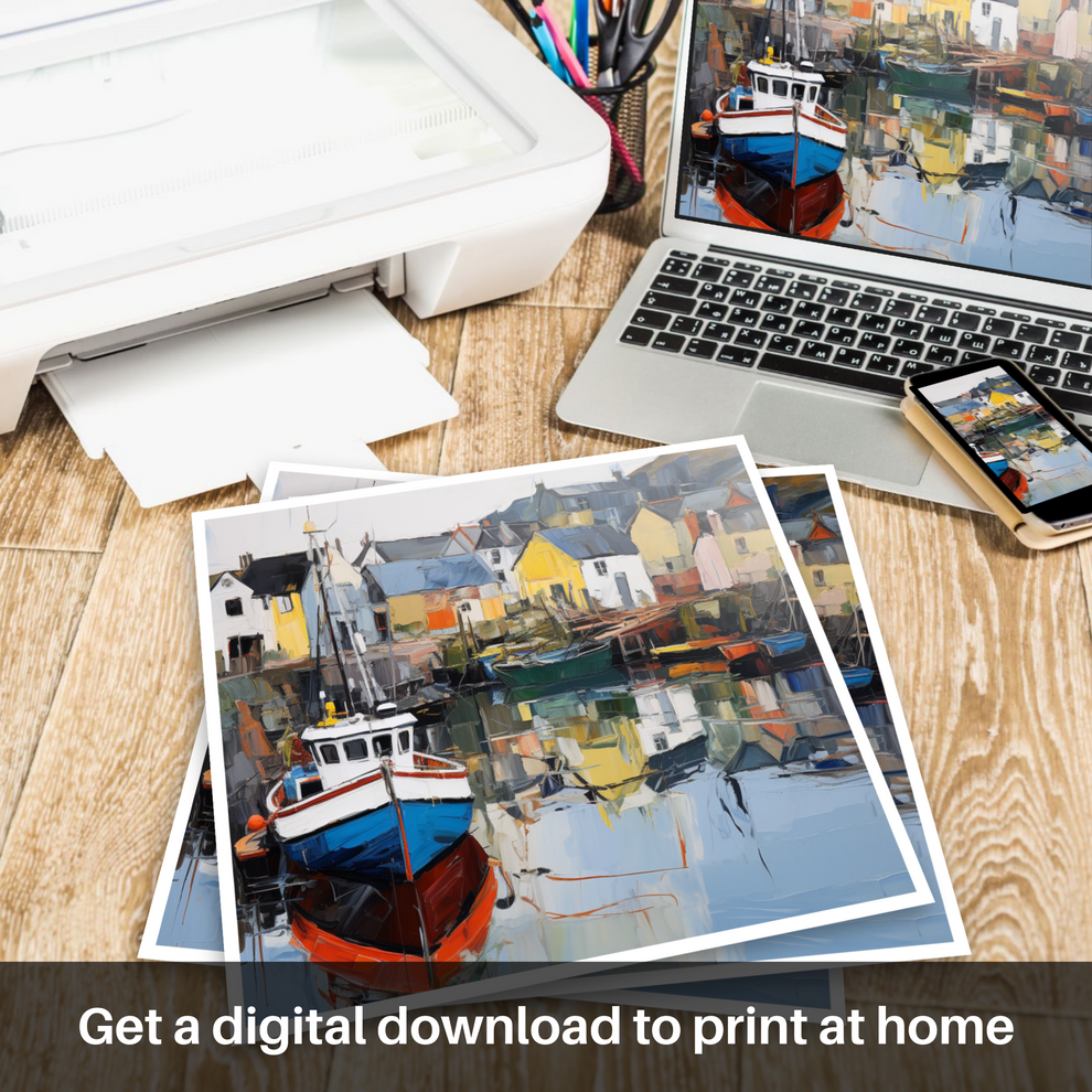 Painting and Art Print of St Abba's Harbour, Scottish Borders entitled ...