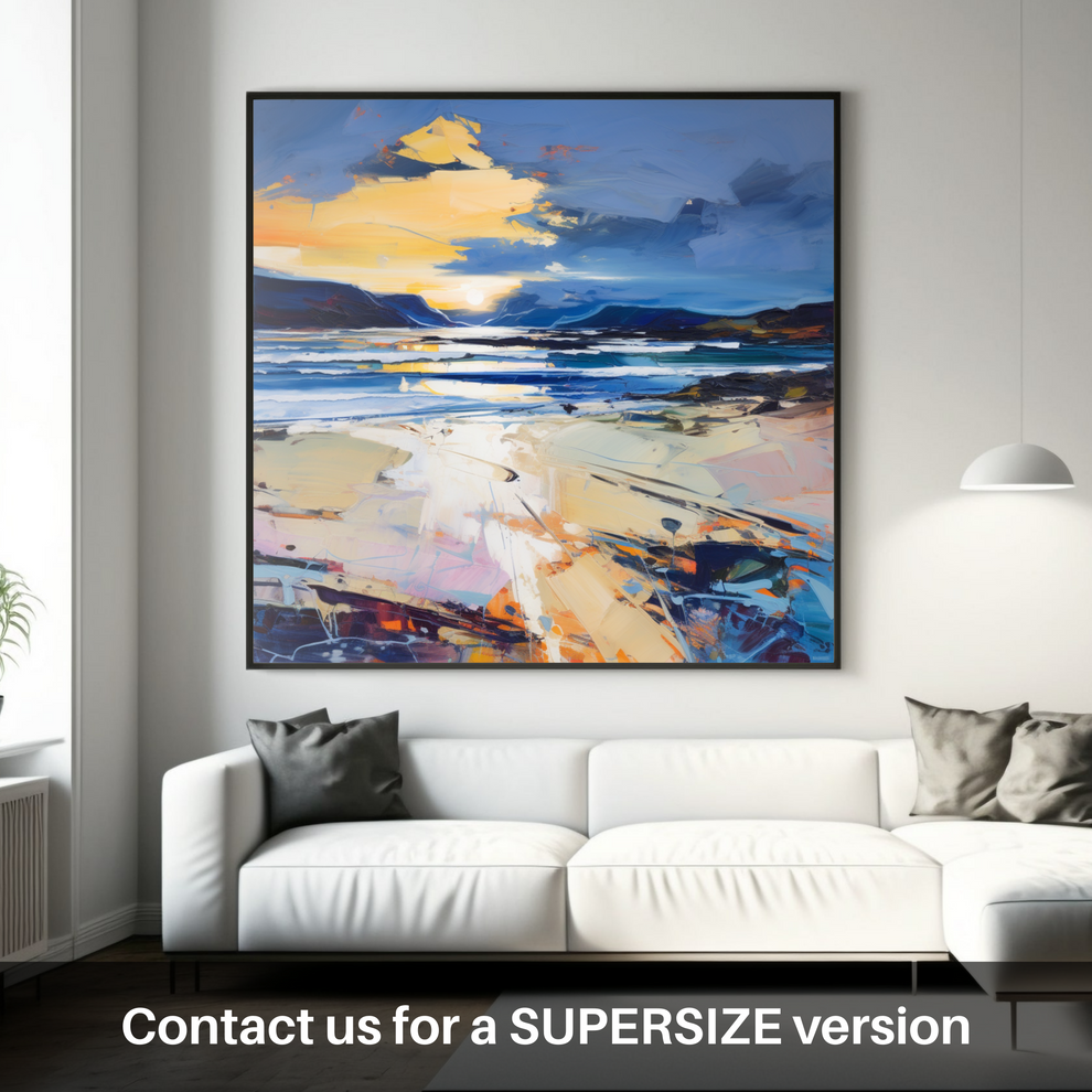 Painting and Art Print of Scarista Beach at dusk. Dusk Embrace at Scar ...