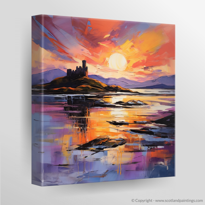 Painting and Art Print of Castle Stalker Bay at sunset entitled "Sunse ...