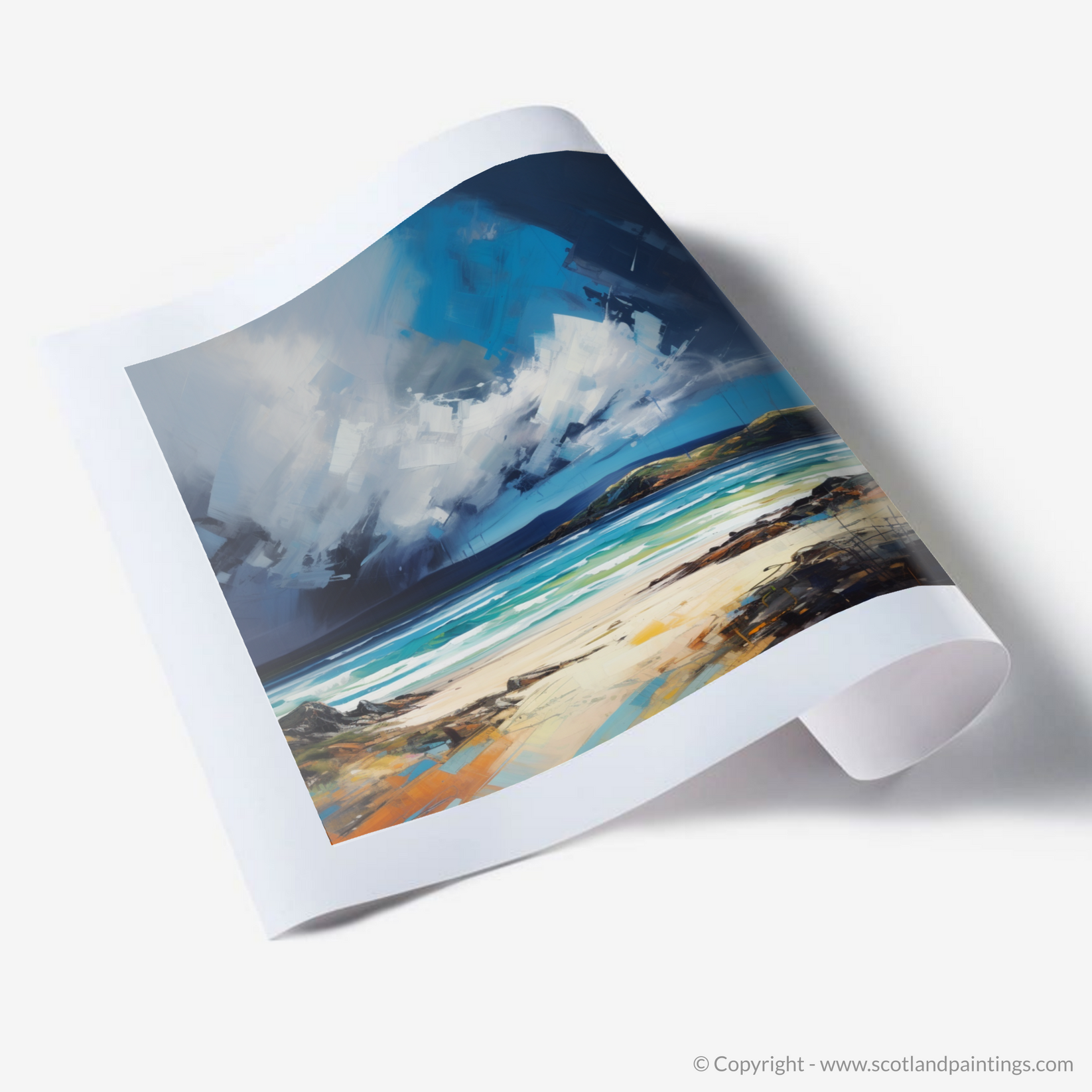 Painting and Art Print of Traigh Mhor with a stormy sky. Stormy Serena ...