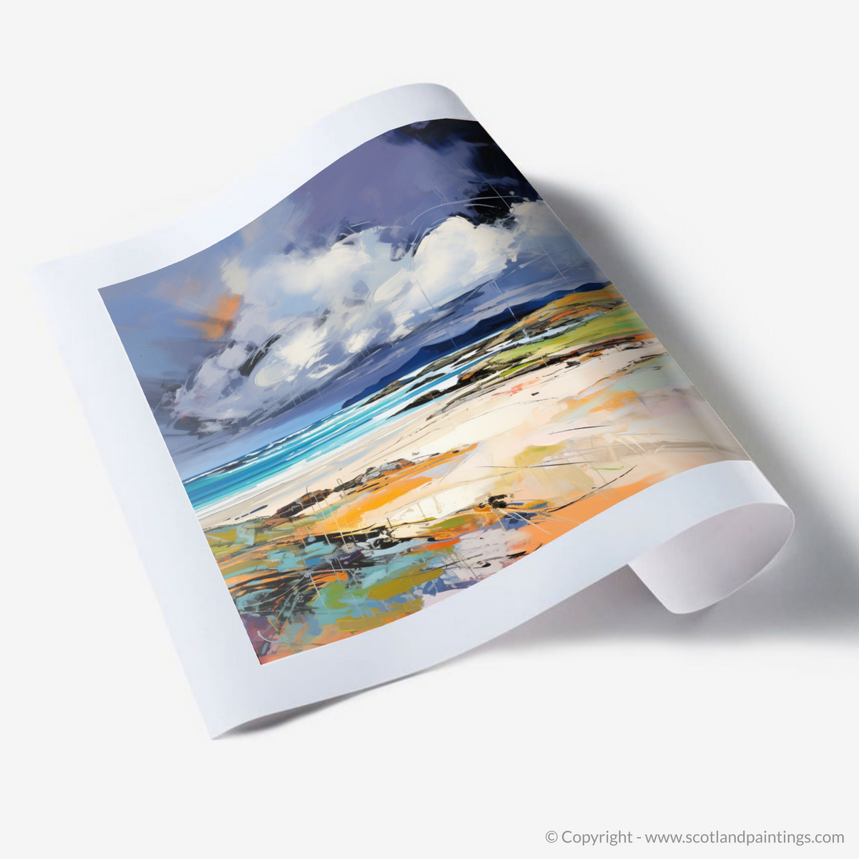 Painting and Art Print of Traigh Mhor with a stormy sky. Tempestuous T ...