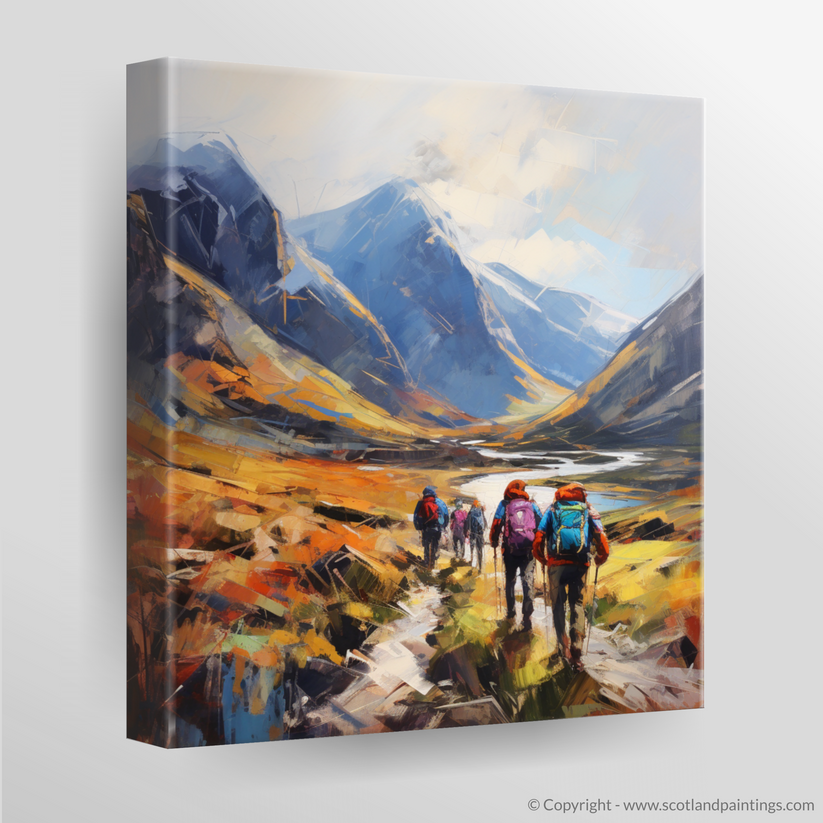 Painting and Art Print of Group of hikers at trail start in Glencoe en ...