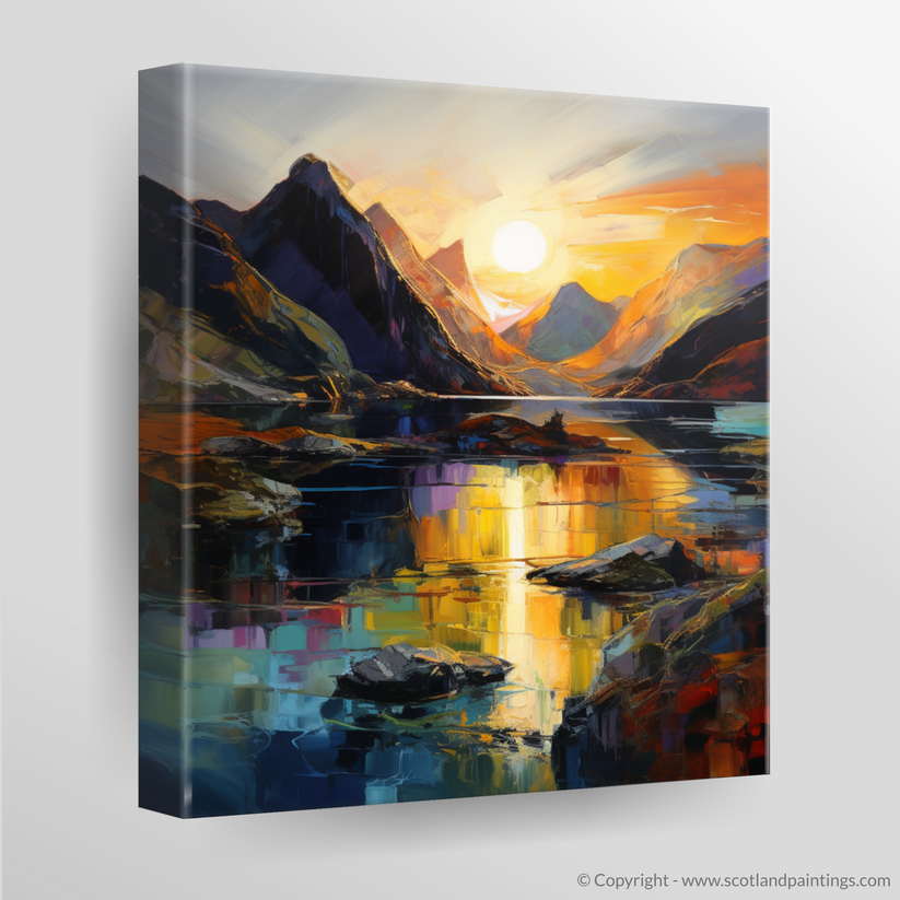 Painting and Art Print of Loch Coruisk at sunset entitled "Sunset Sona ...