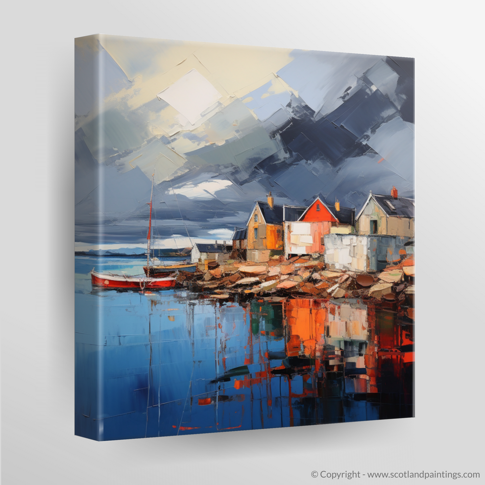 Painting and Art Print of Dunbar Harbour with a stormy sky entitled "T ...