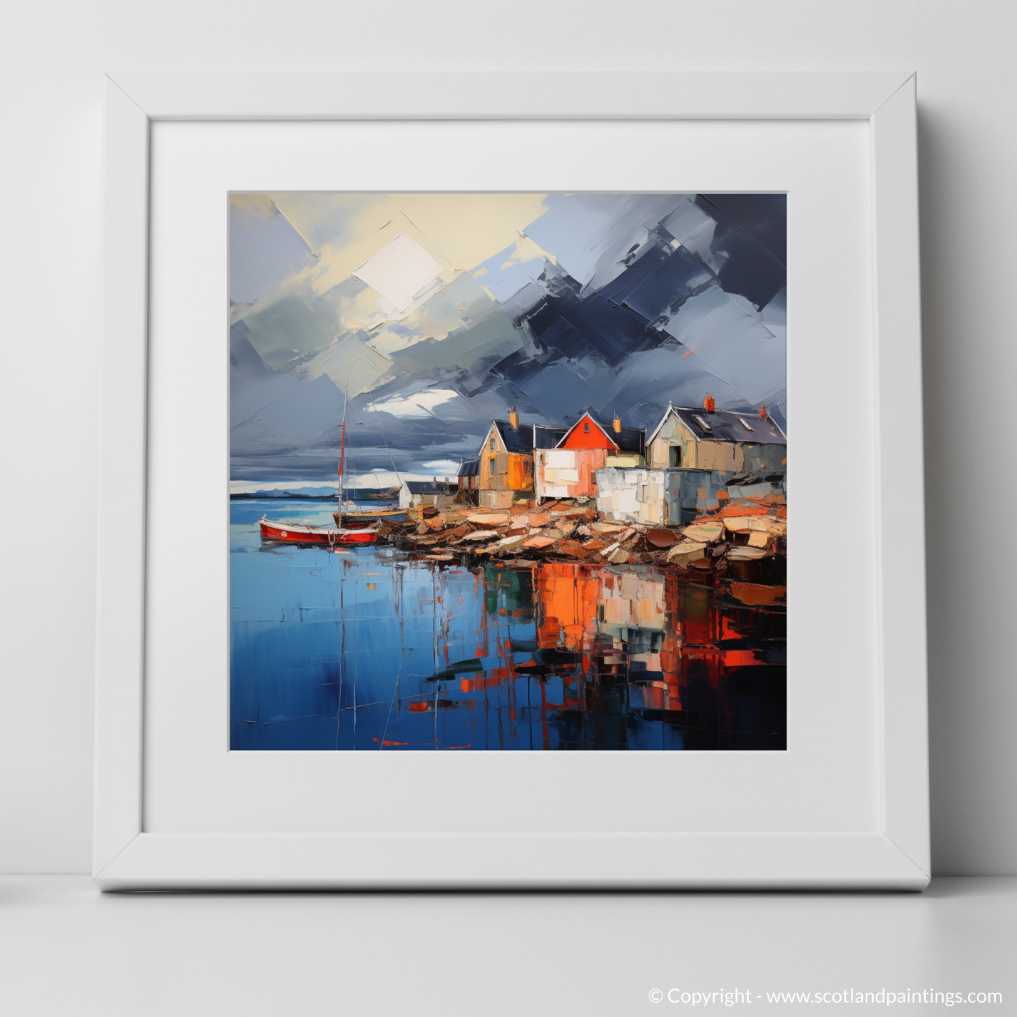 Painting and Art Print of Dunbar Harbour with a stormy sky entitled "T ...