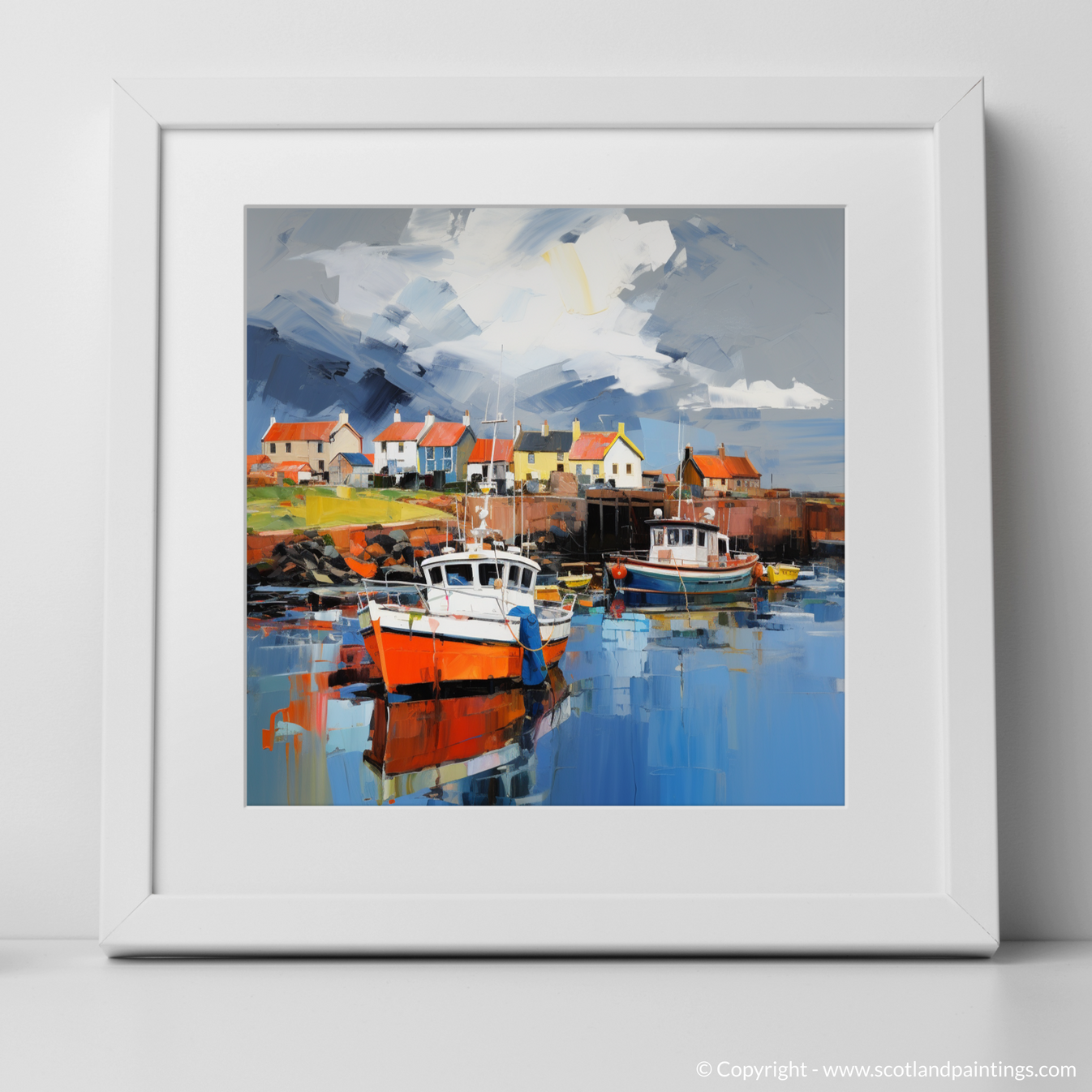 Painting and Art Print of Dunbar Harbour with a stormy sky entitled "S ...