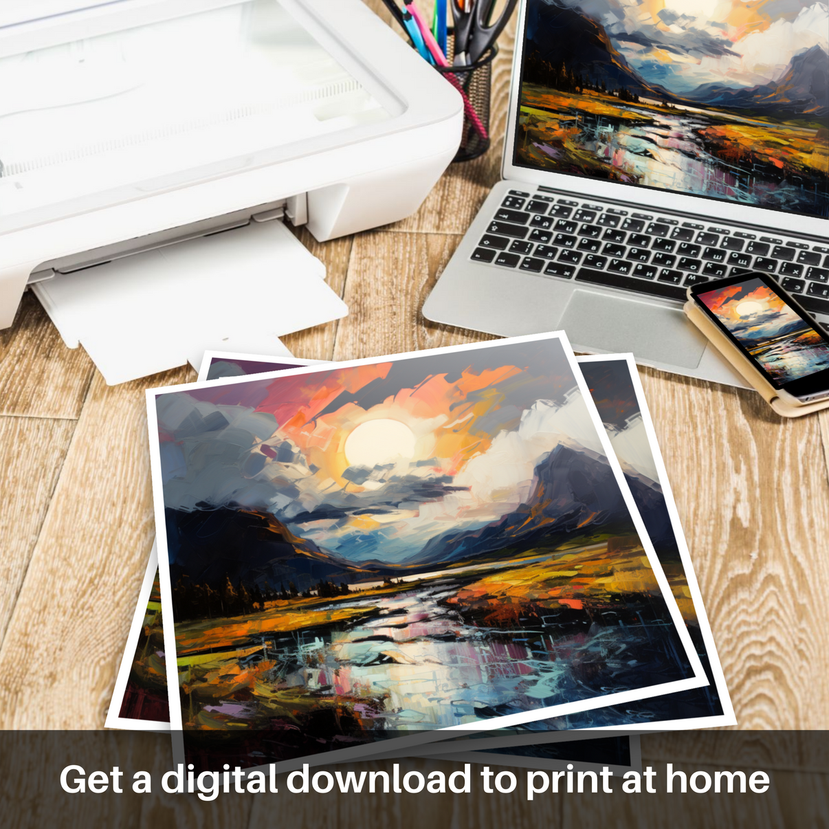 Painting and Art Print of Dramatic sky in Glencoe entitled "Dramatic S ...