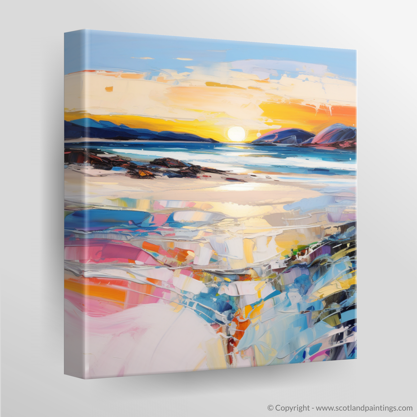 Painting and Art Print of Traigh Mhor at sunset entitled "Sunset Ember ...