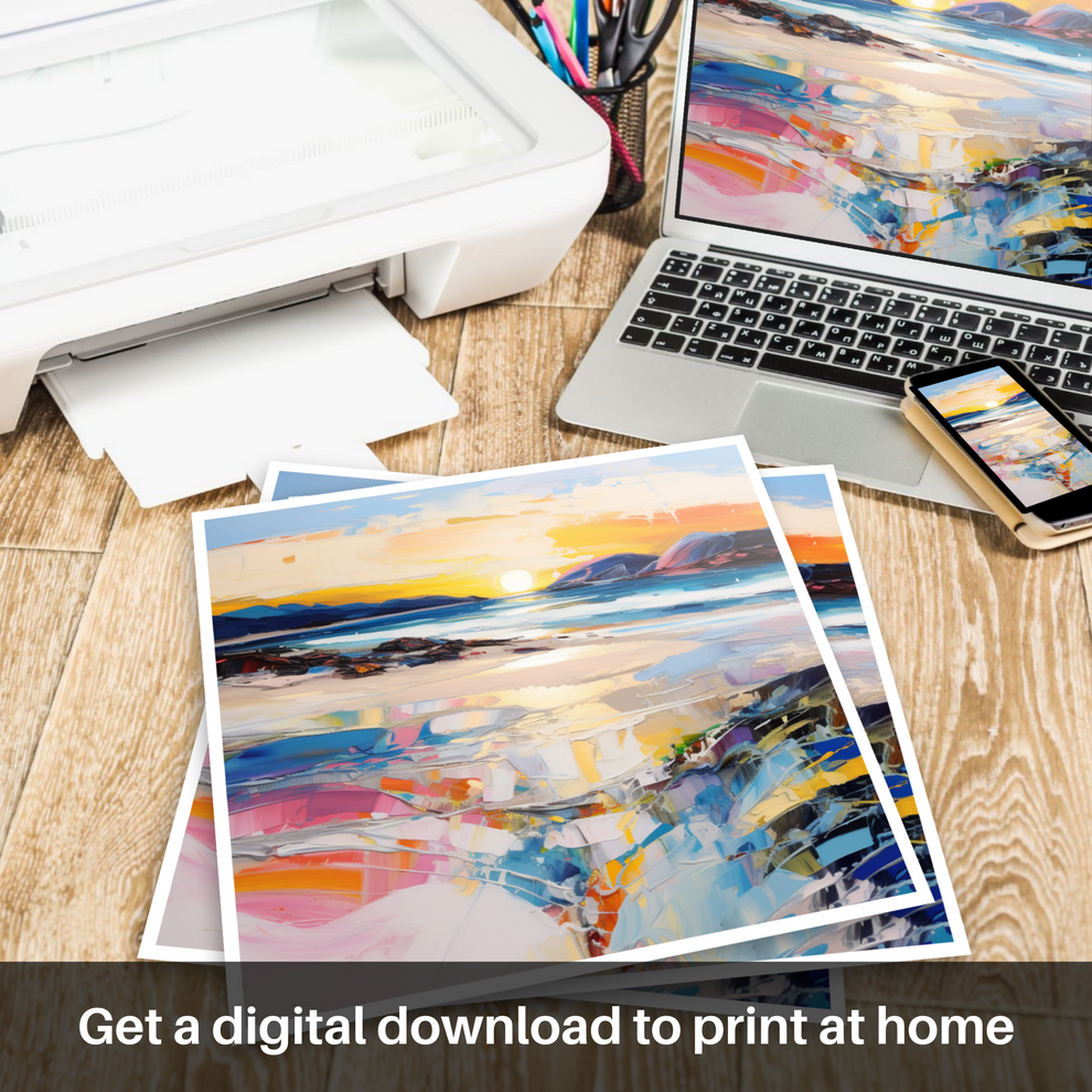 Painting and Art Print of Traigh Mhor at sunset entitled "Sunset Ember ...