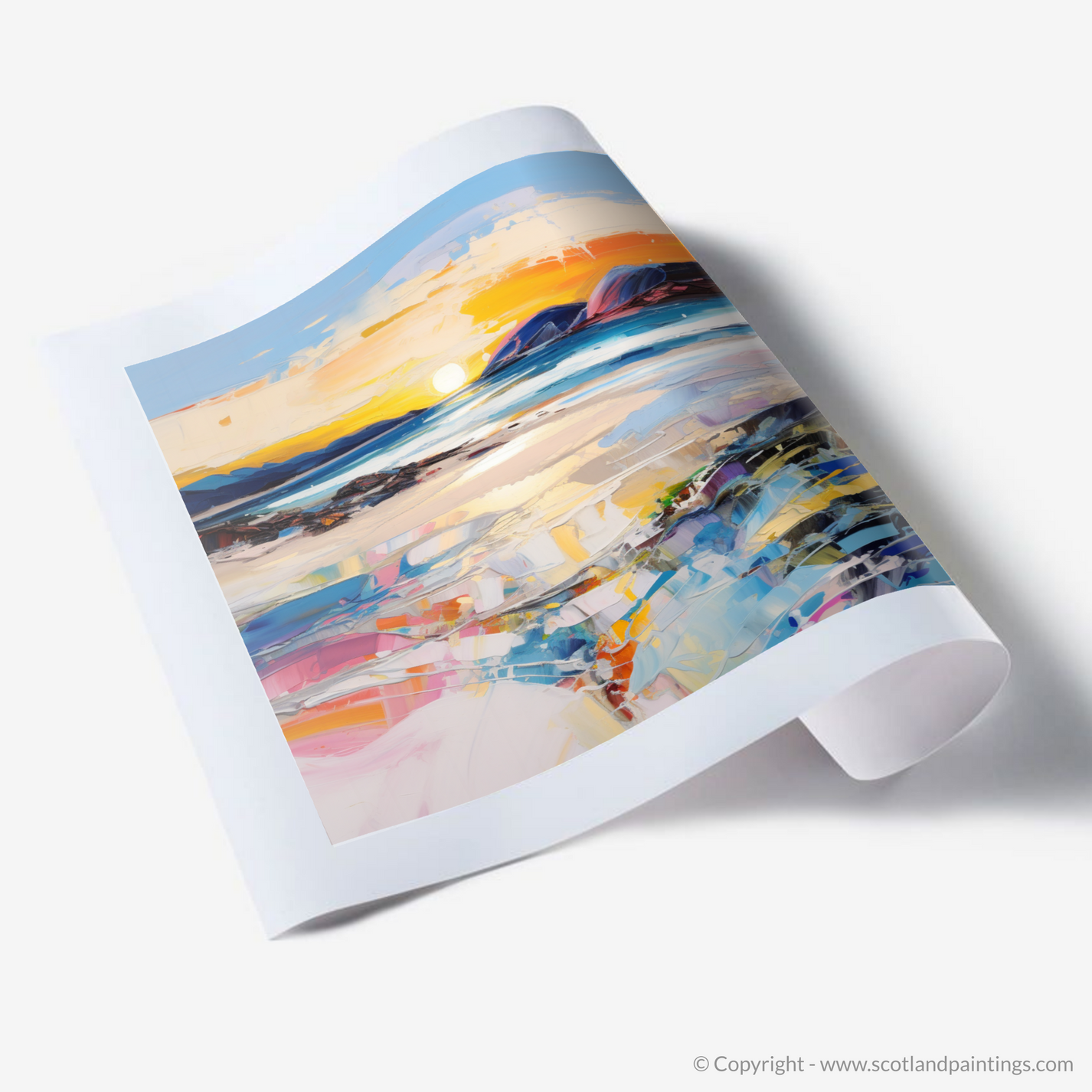 Painting and Art Print of Traigh Mhor at sunset entitled "Sunset Ember ...