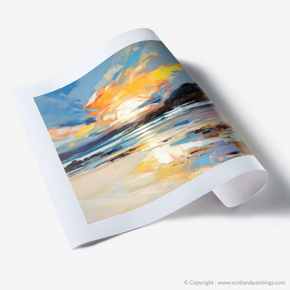 Painting and Art Print of Traigh Mhor at sunset entitled "Fiery Skies ...