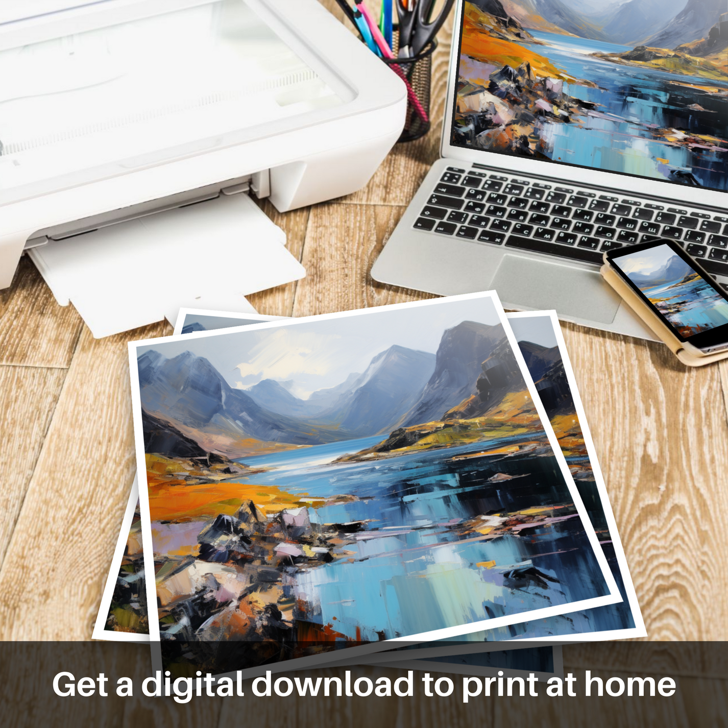 Painting and Art Print of Loch Coruisk, Isle of Skye entitled "Mystic ...