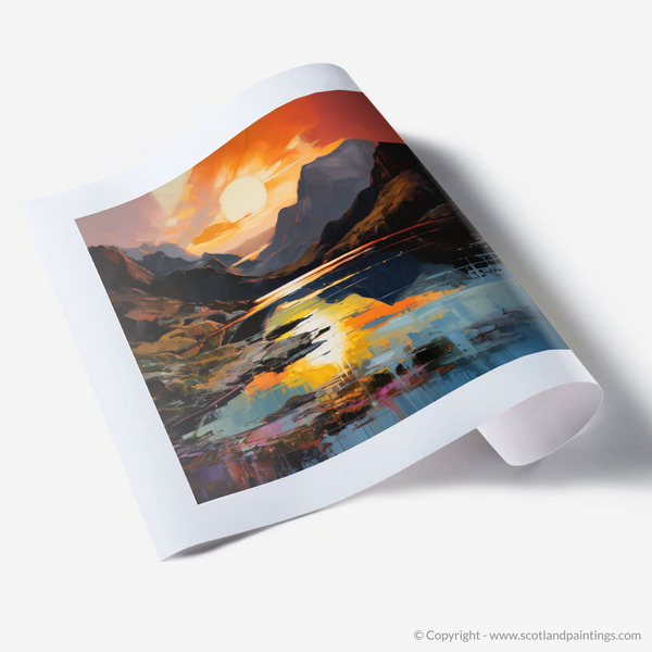 Painting and Art Print of Loch Coruisk at sunset entitled "Sunset Embr ...