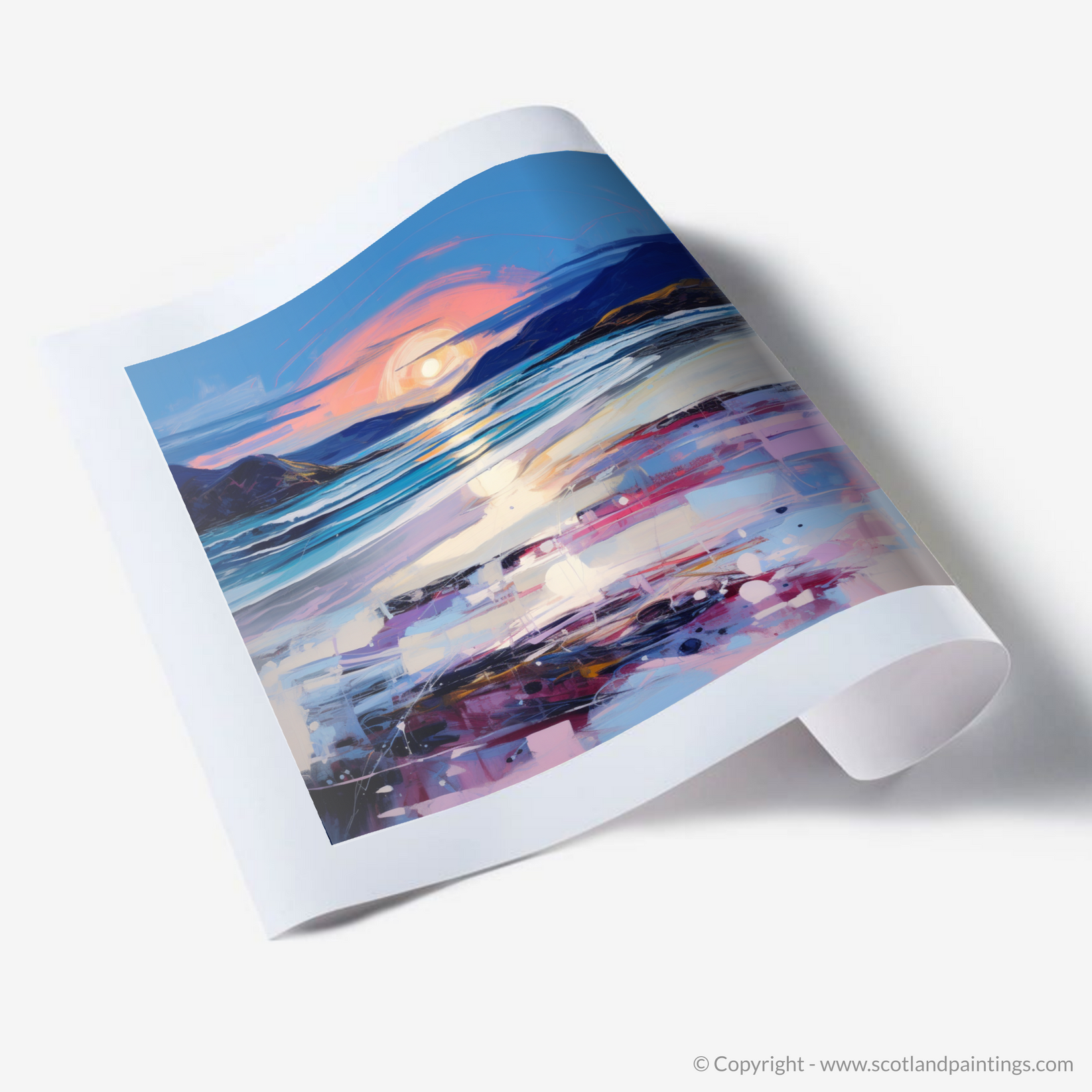 Painting and Art Print of Traigh Mhor at dusk entitled "Dusk Embrace a ...