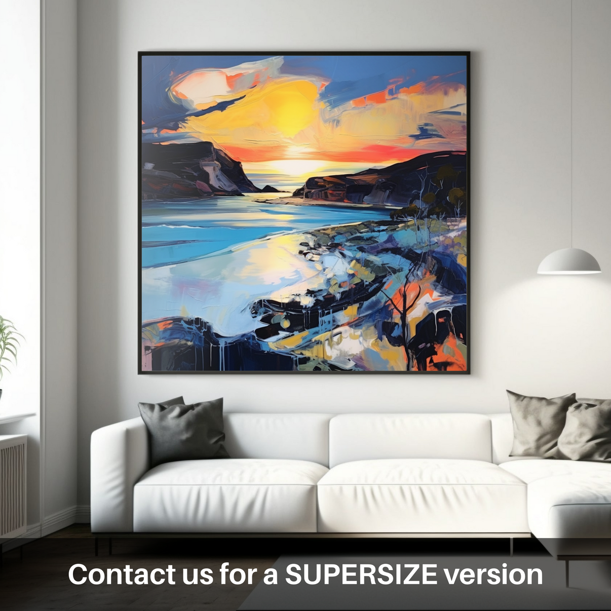 Painting and Art Print of Kiloran Bay at dusk. Kiloran Bay Twilight Bl ...