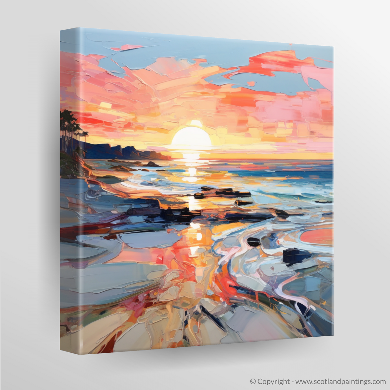 Painting and Art Print of Coral Beach at sunset entitled "Sunset Embra ...