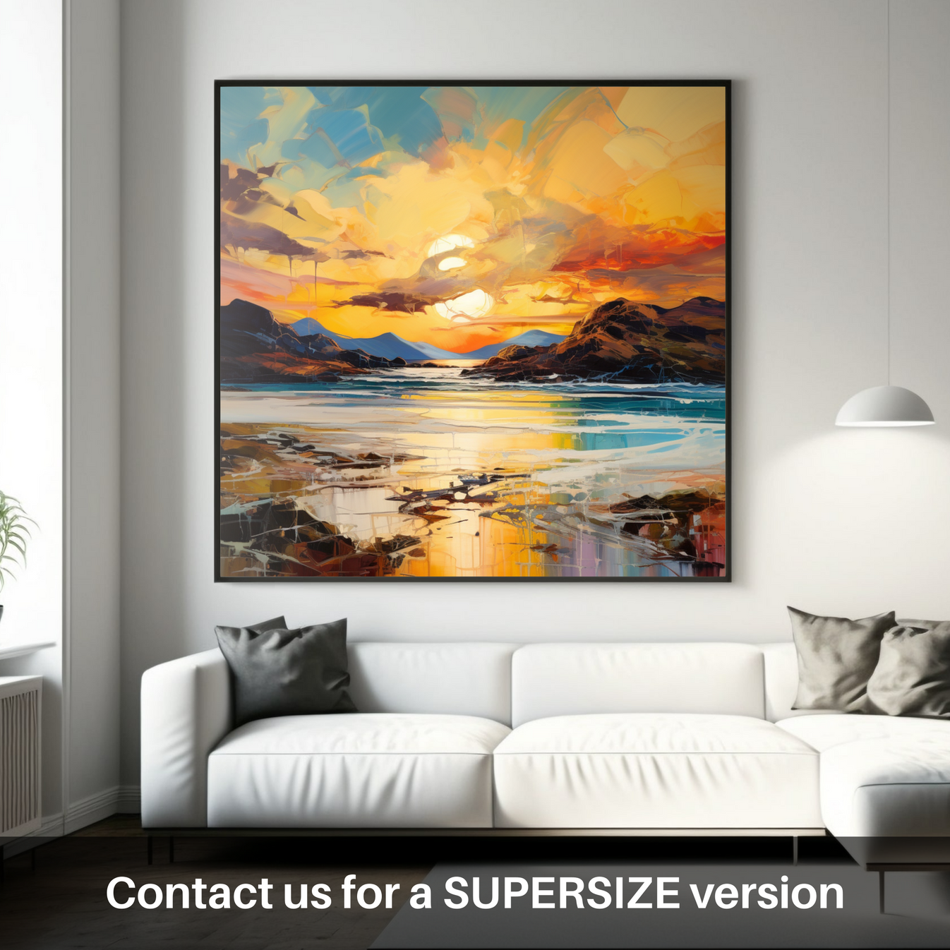 Painting and Art Print of Kiloran Bay at golden hour entitled "Golden ...