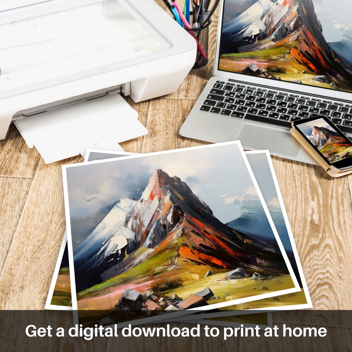 Painting and Art Print of Cairn Gorm, Highlands entitled "Highland Maj ...
