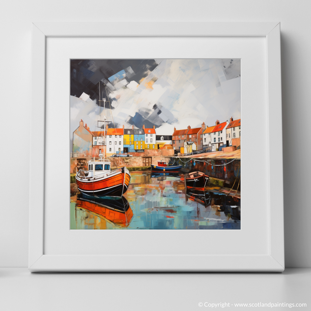 Painting and Art Print of St Monans Harbour with a stormy sky entitled ...