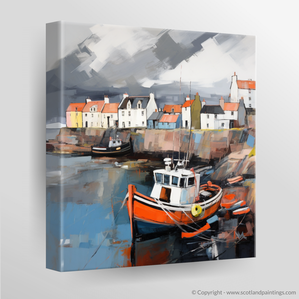 Painting and Art Print of St Monans Harbour with a stormy sky entitled ...