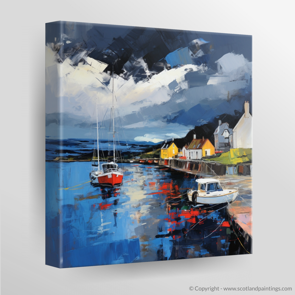 Painting and Art Print of Cromarty Harbour with a stormy sky entitled ...