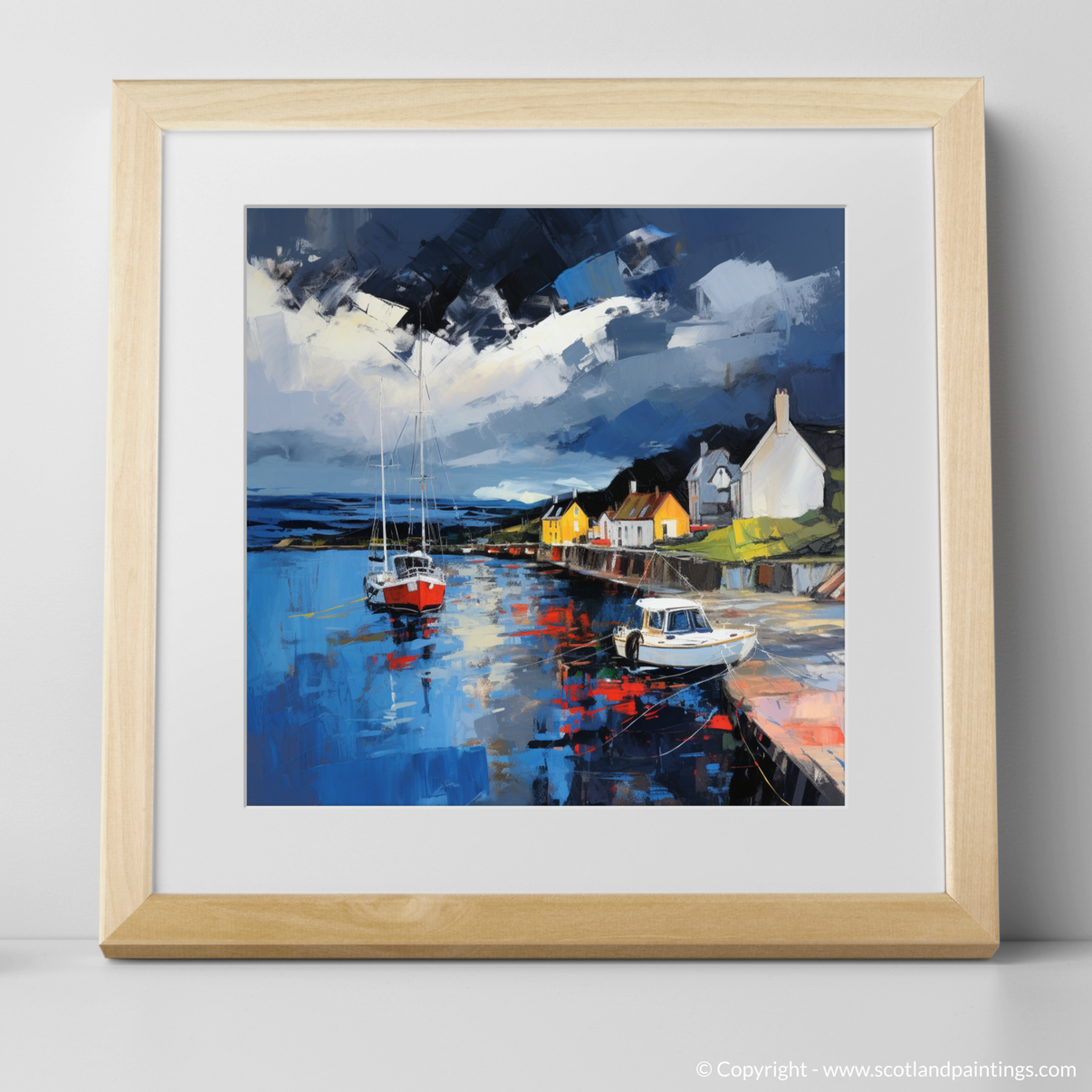 Painting and Art Print of Cromarty Harbour with a stormy sky entitled ...