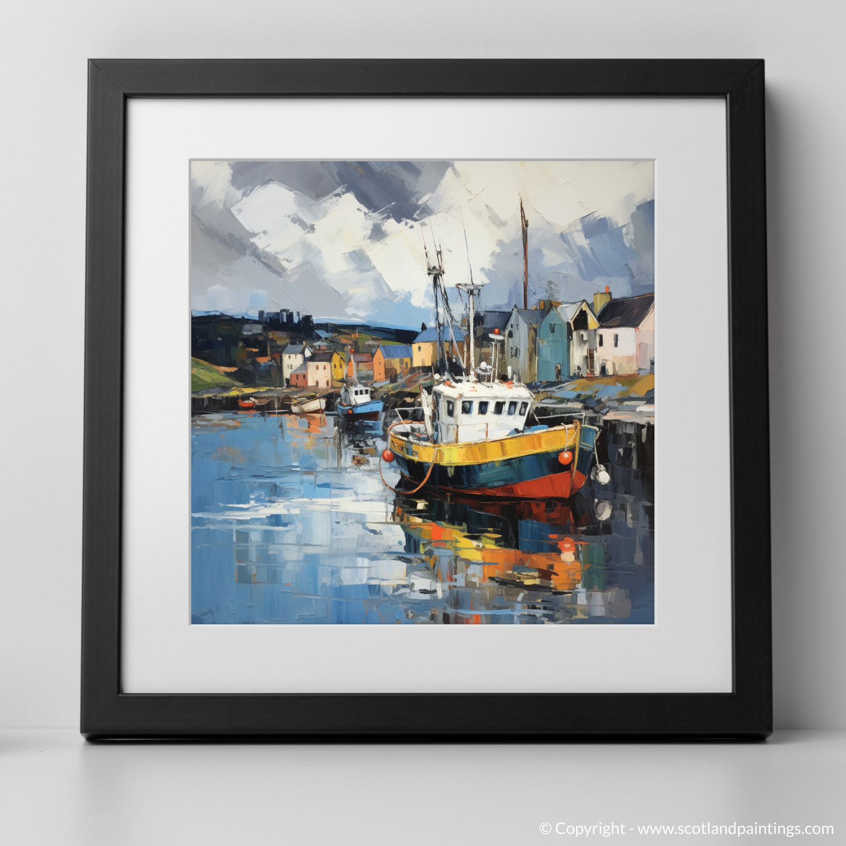 Painting and Art Print of Cromarty Harbour with a stormy sky entitled ...