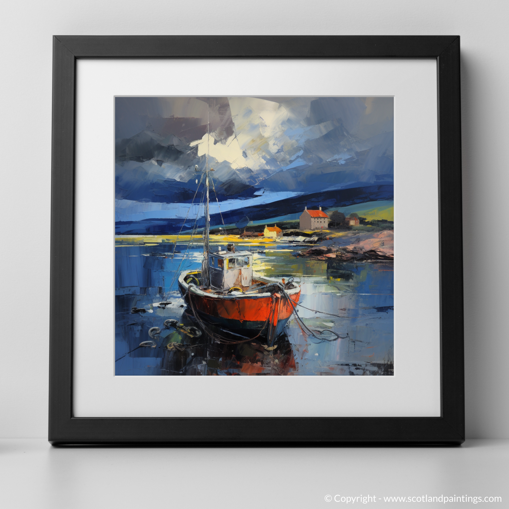 Painting and Art Print of Cromarty Harbour with a stormy sky entitled ...