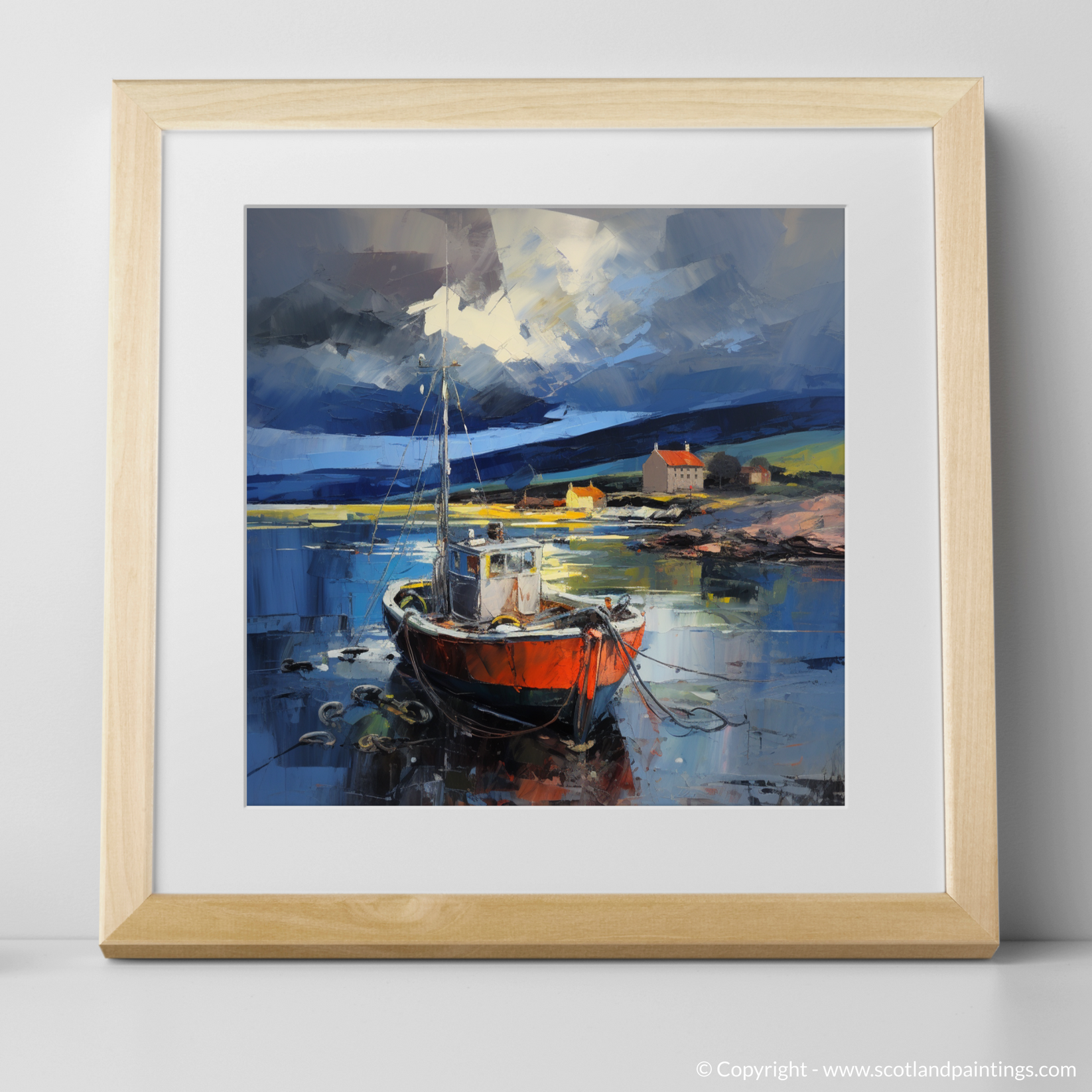 Painting and Art Print of Cromarty Harbour with a stormy sky entitled ...